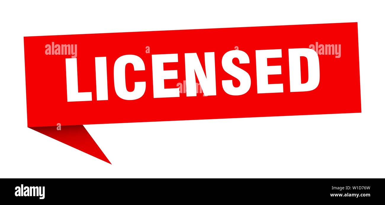 licensed speech bubble. licensed sign. licensed banner Stock Vector ...