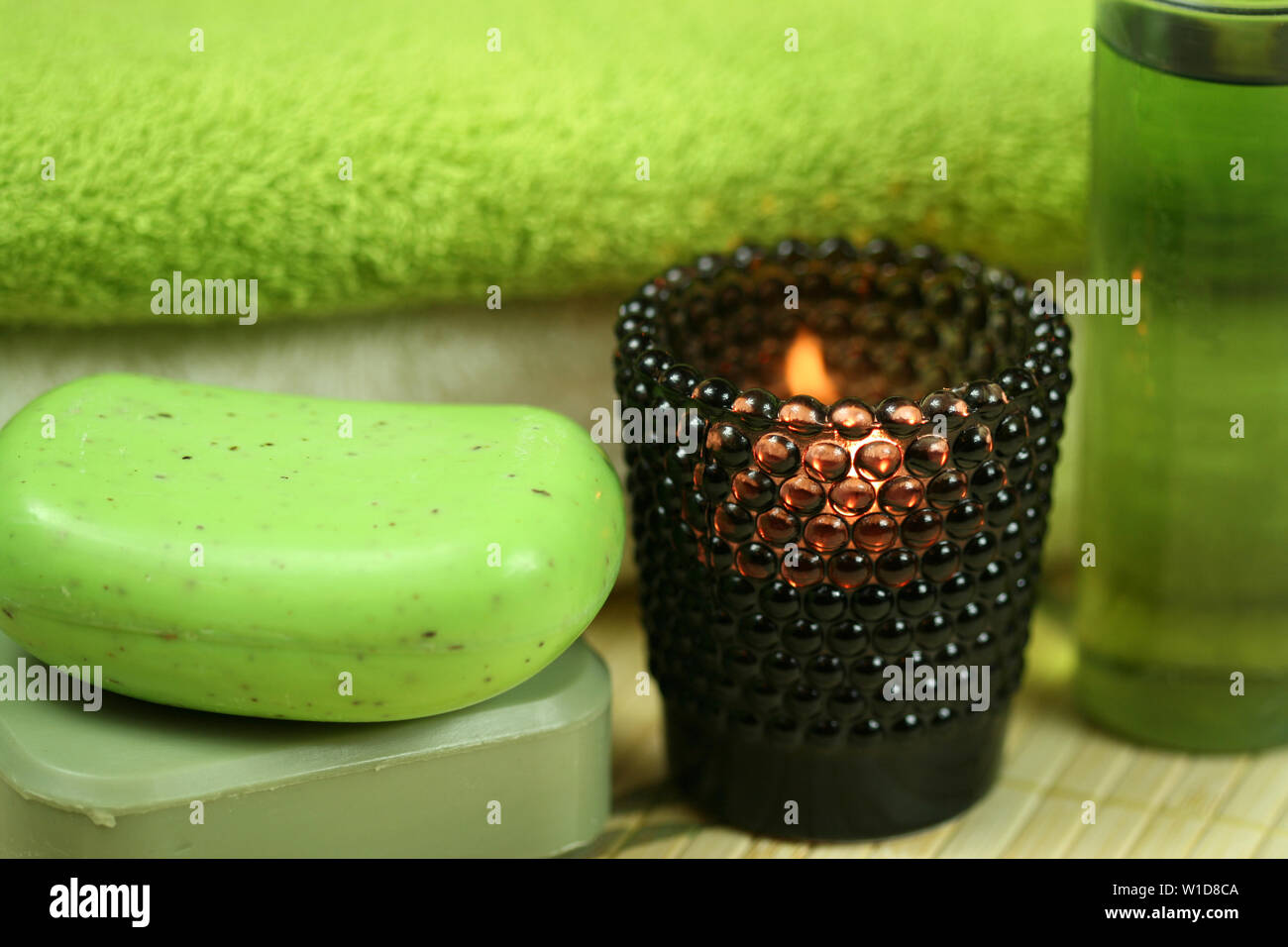 Luxury spa resort therapy in green colour. Relaxation moments Stock ...