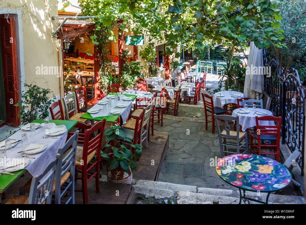 Typical restaurant in the Plaka District of Athens, Greece Stock Photo ...