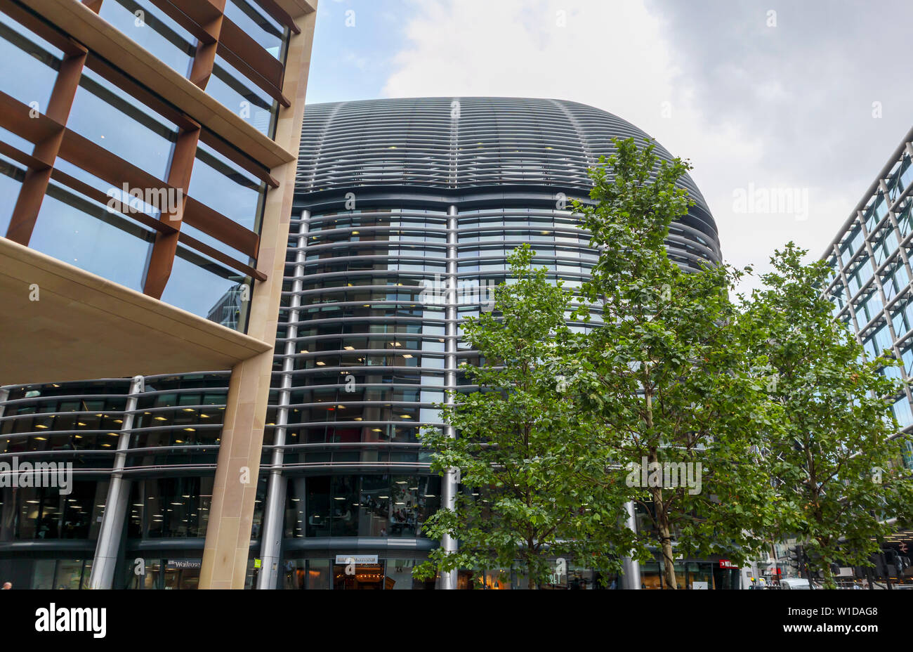 Curved solar shading (brise soleil) on the side of The Walbrook ...