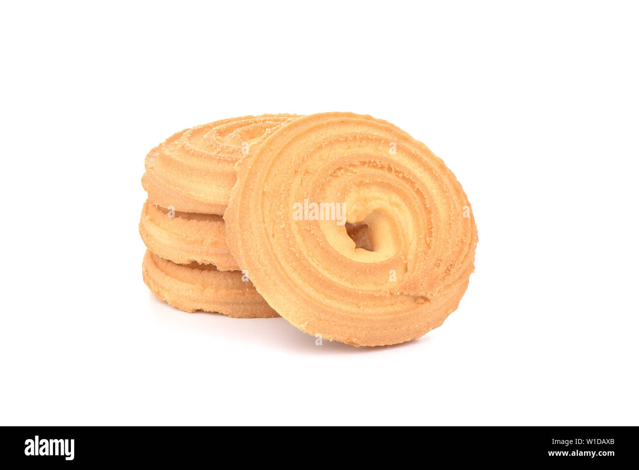 Round butter biscuits isolated on a white background. Sweet butter ...
