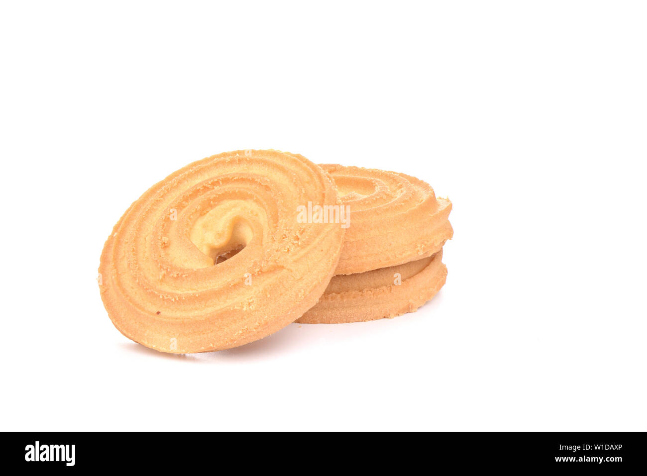 Round butter biscuits isolated on a white background. Sweet butter ...