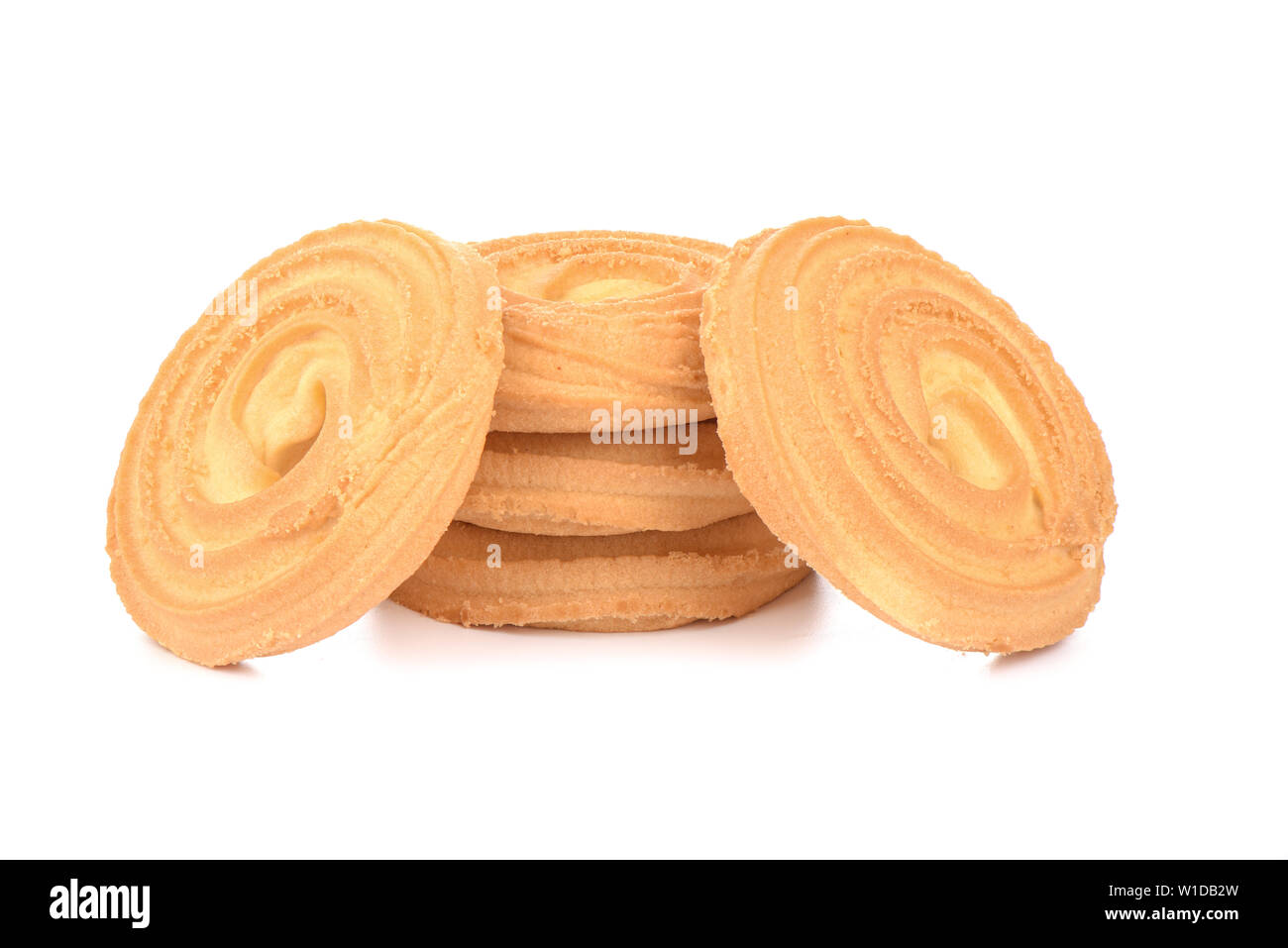 Round butter biscuits isolated on a white background. Sweet butter ...