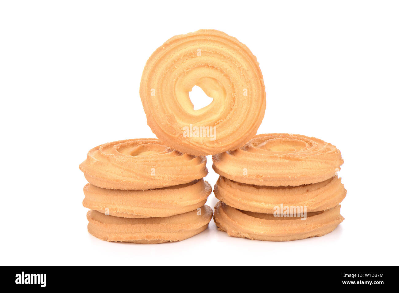Round butter biscuits isolated on a white background. Sweet butter ...