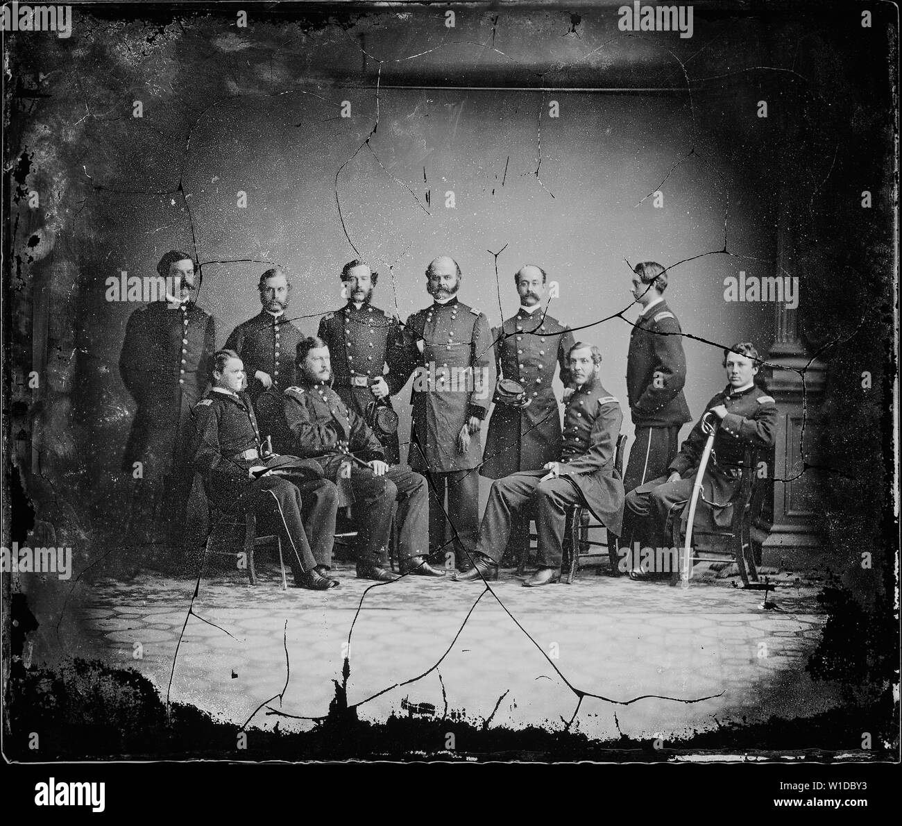 Gen. Ambrose E. Burnside and staff of nine Stock Photo - Alamy