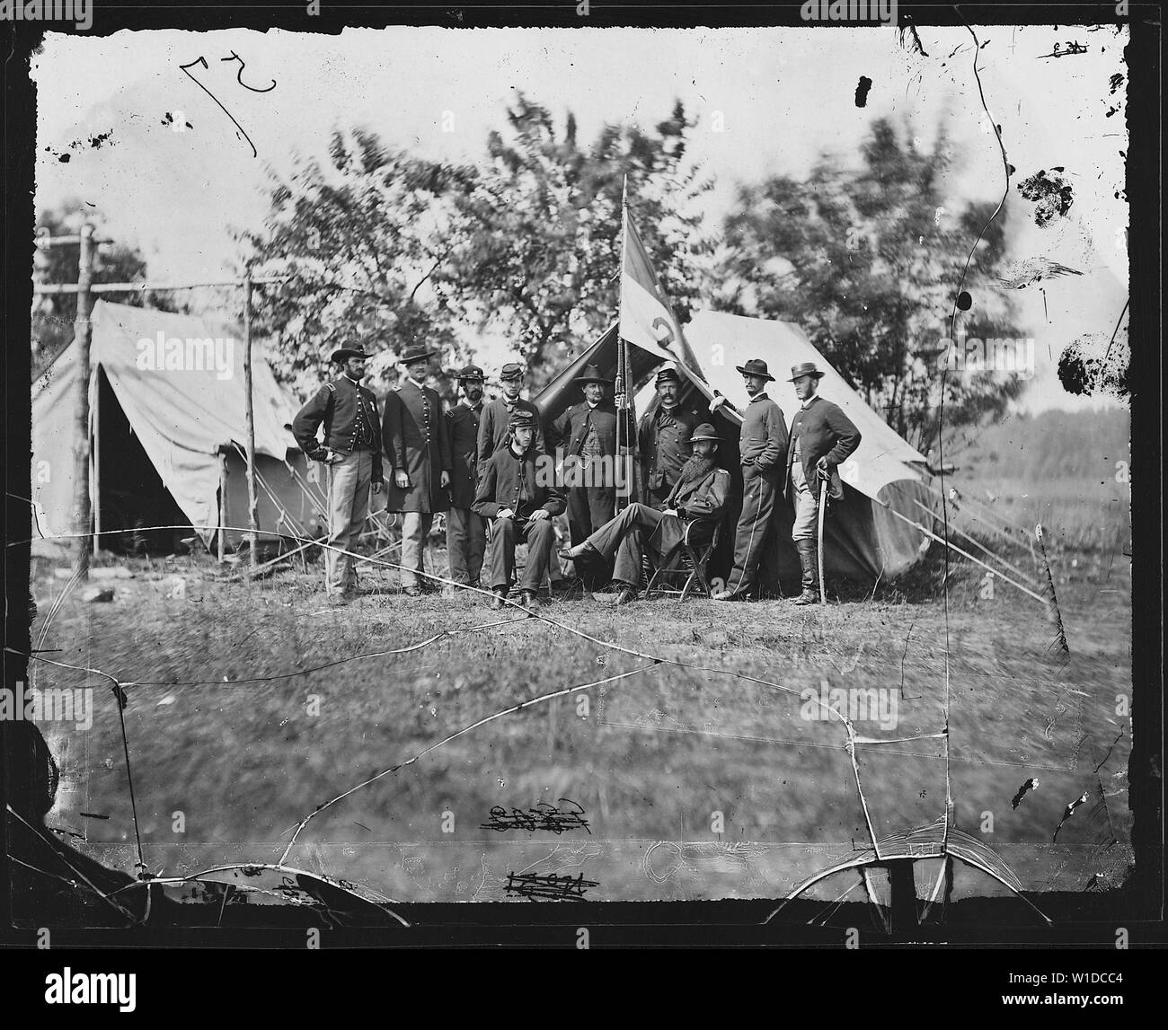 Gen. David McM. Gregg and staff of nine. Recognized - Capt. Admas, Capt ...