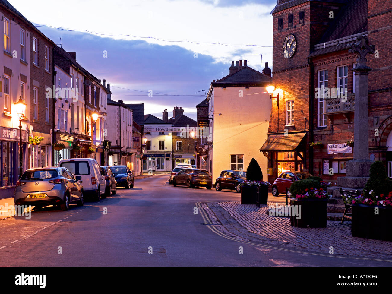 The market place at dusk, Howden, East Yorkshire, England UK Stock ...