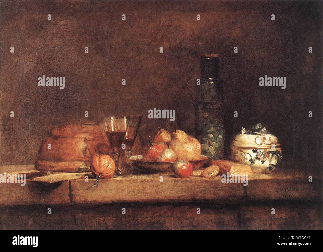 Jean Siméon Chardin - Still Life With Jar Olives 1760 Stock Photo - Alamy
