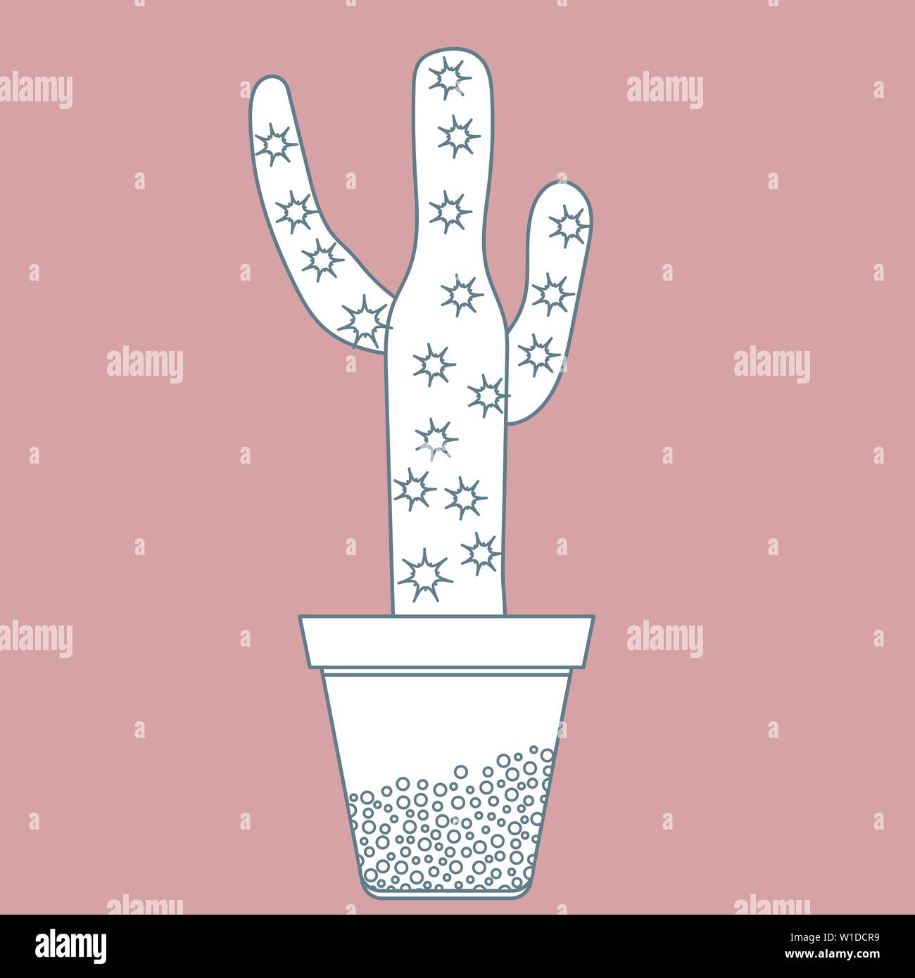 Vector illustration with potted cactus. Succulents. Trendy background ...