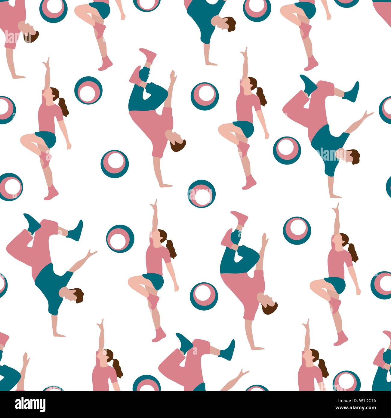 Vector seamless pattern with dancing people. Dance party, competition ...