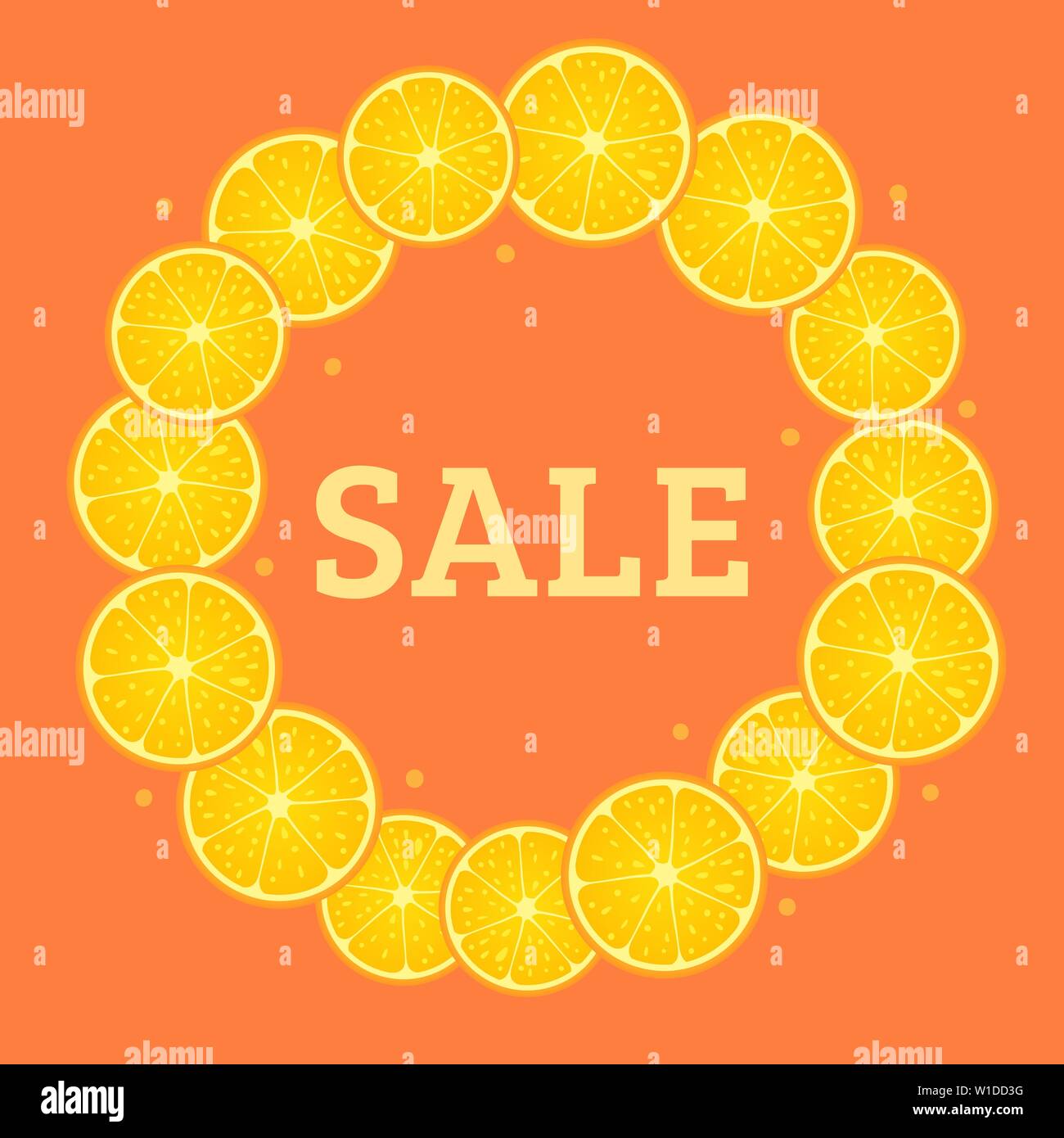 Round frame of orange slices. Summer citrus bright design sale. Vector ...