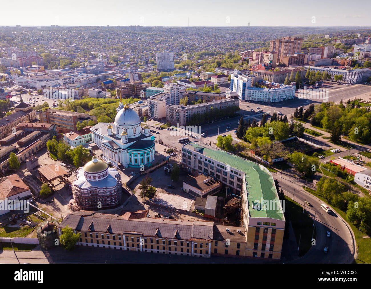 Panoramic aerial view of district of Kursk with houses, Russia Stock ...