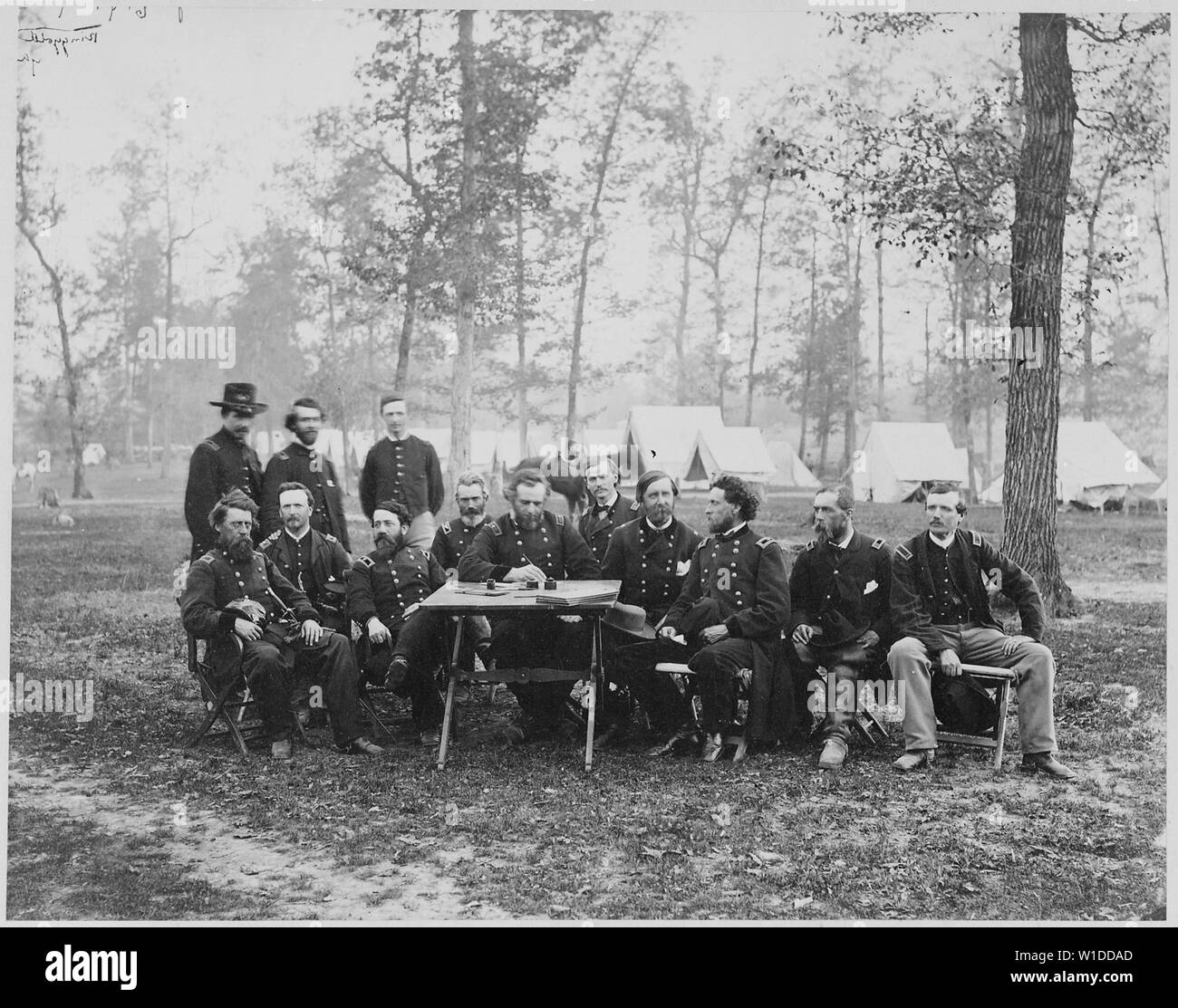 Gen. George Thomas and a group of officers at a council of war near ...