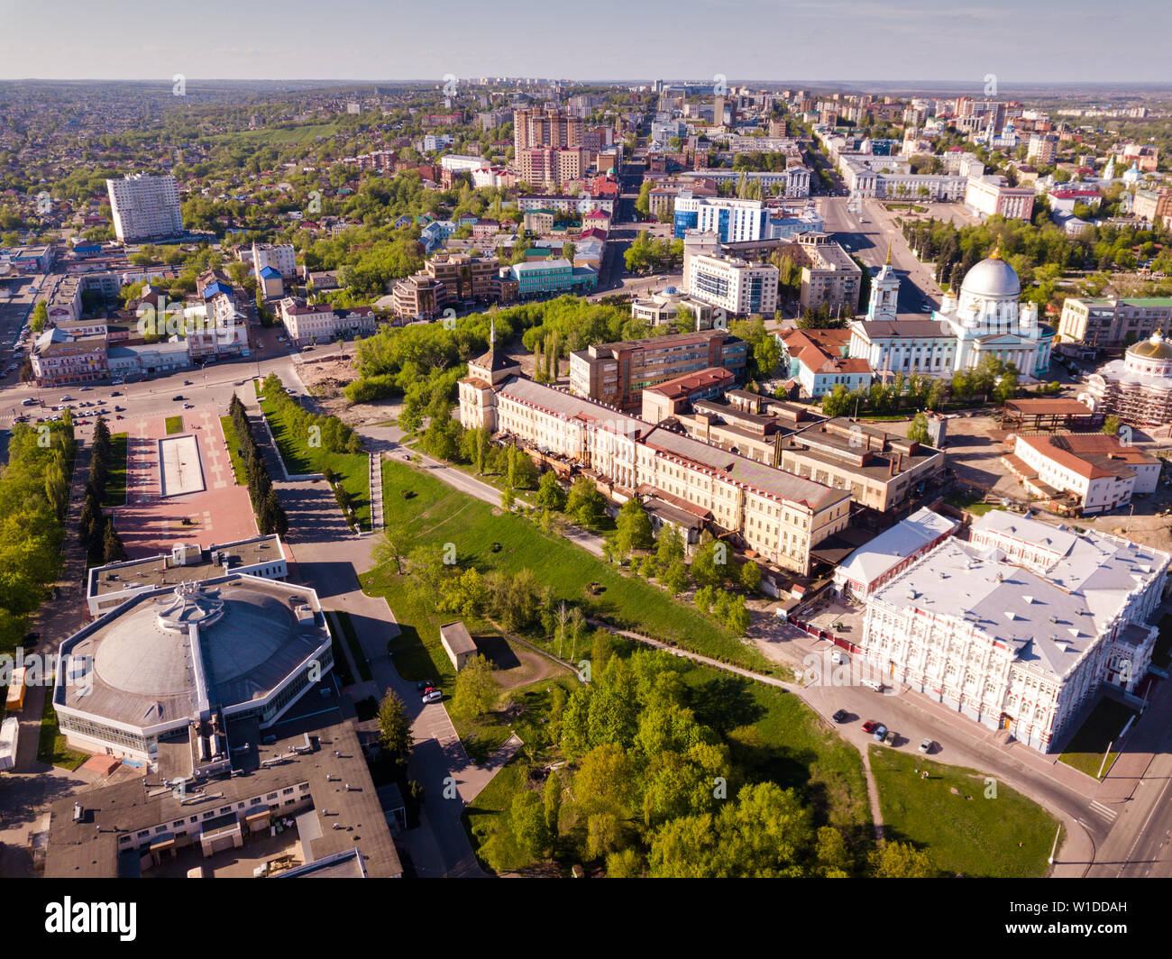 Panoramic aerial view of district of Kursk with houses, Russia Stock ...