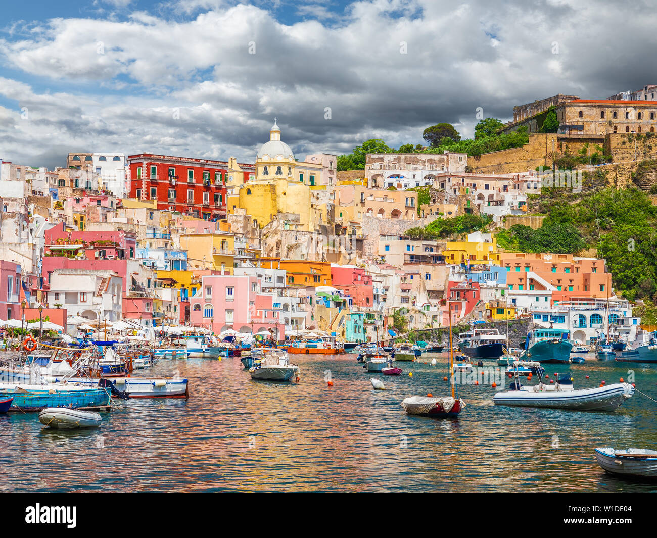 Landscape with colorful houses on Procida island, Italy Stock Photo - Alamy