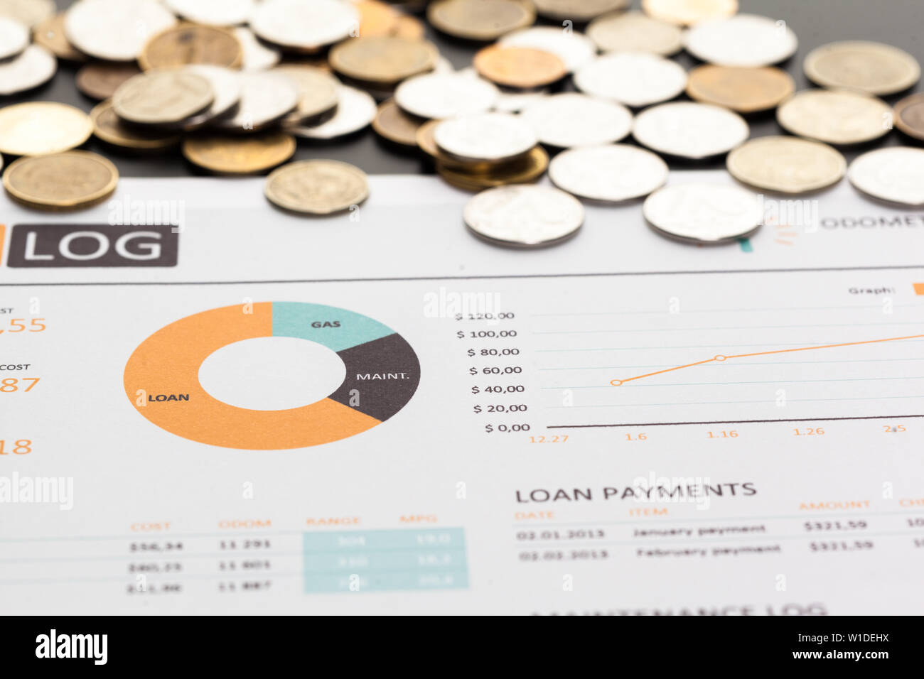 Graph Of Stock Market With Stacks Of Coins Stock Photo - Alamy