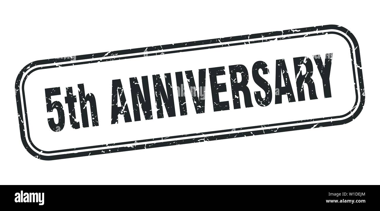 5th anniversary stamp. 5th anniversary square grunge sign. 5th ...