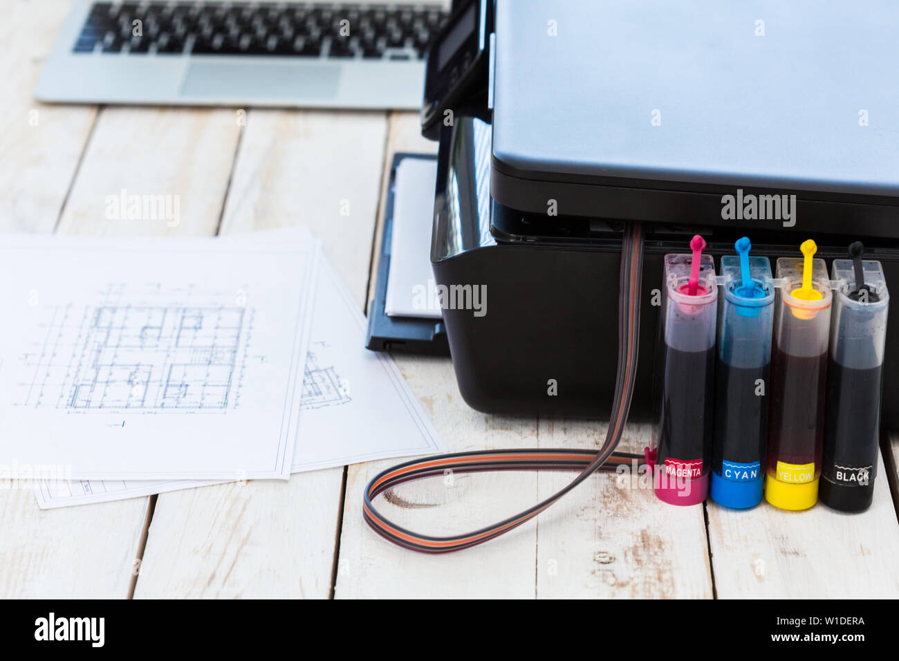Printer, copier, scanner. Office table Stock Photo - Alamy