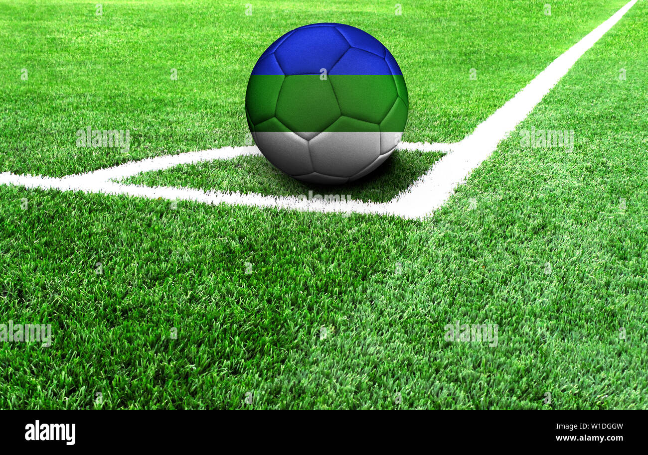 soccer ball on a green field, flag of Komi Stock Photo - Alamy