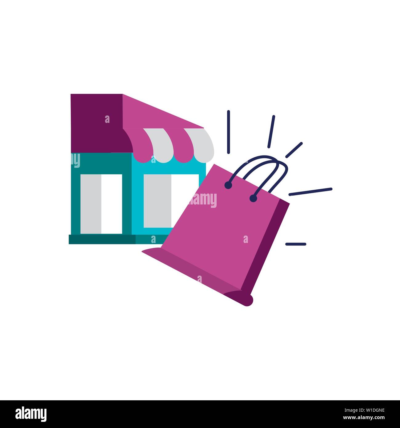 store facade with shopping bag vector illustration design Stock Vector ...