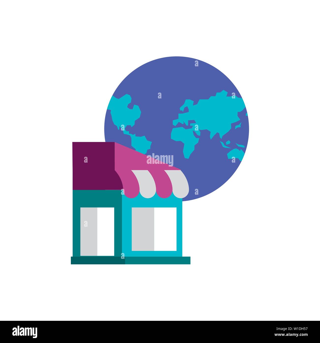 store building with planet earth vector illustration design Stock ...