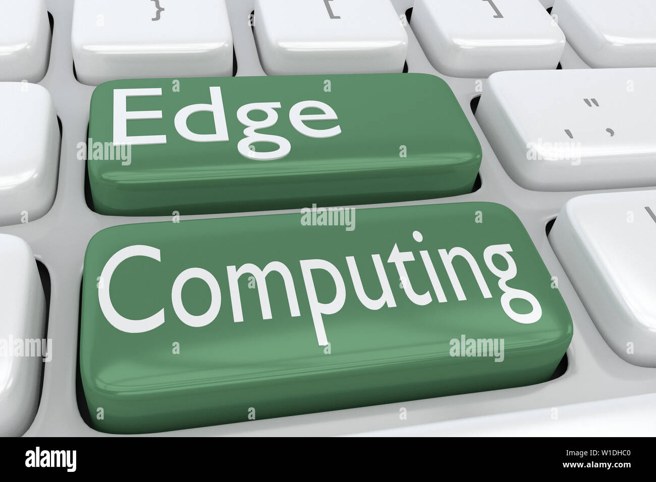 3d Illustration Of Computer Keyboard With The Script Edge Computing On Two Adjacent Buttons
