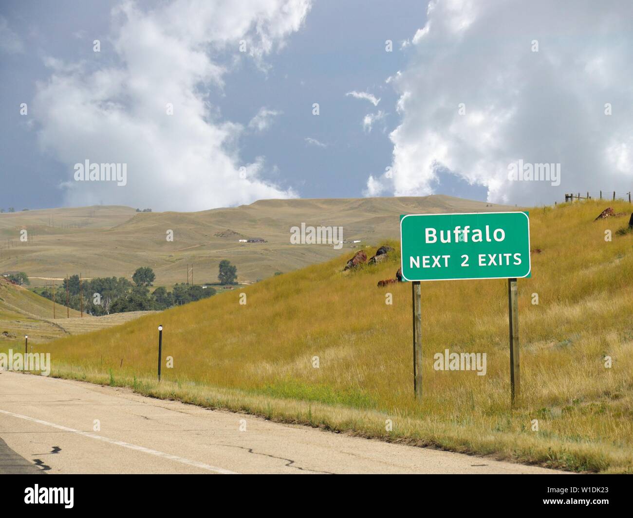 Scenic drive along a winding road to Buffalo, Wyoming Stock Photo - Alamy