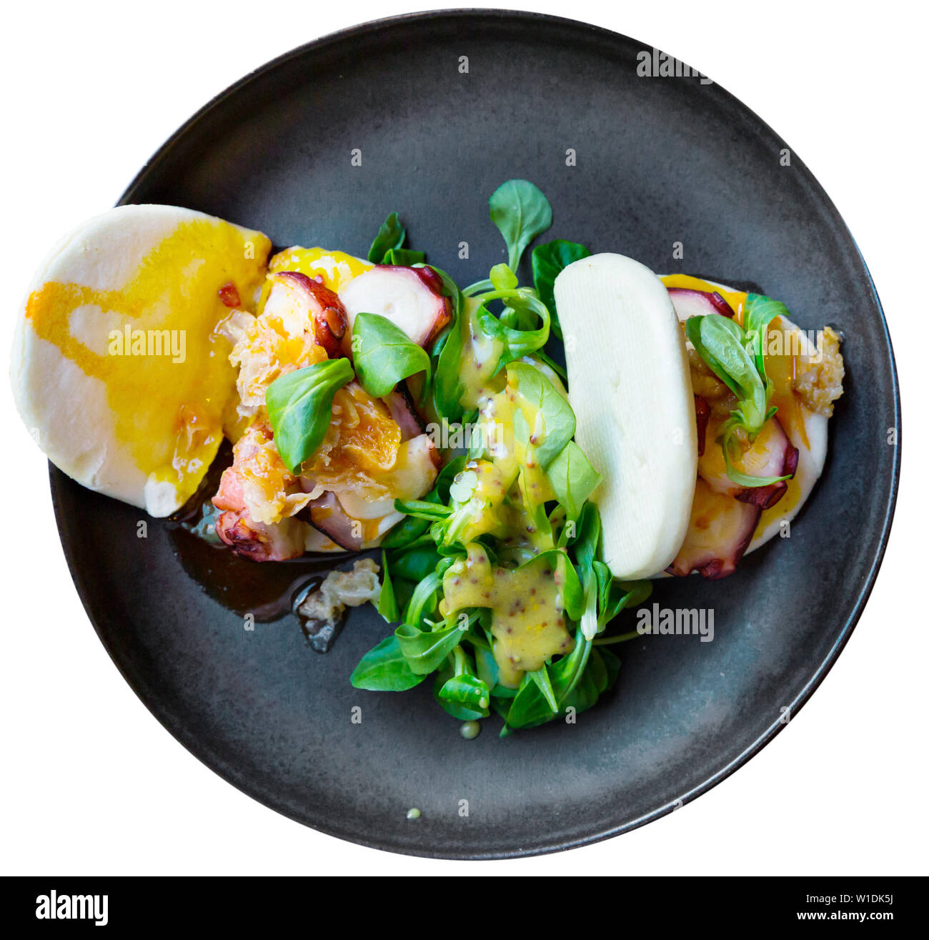 Baozi with sliced octopus tentacles with piquant Indian mango and bacon ...