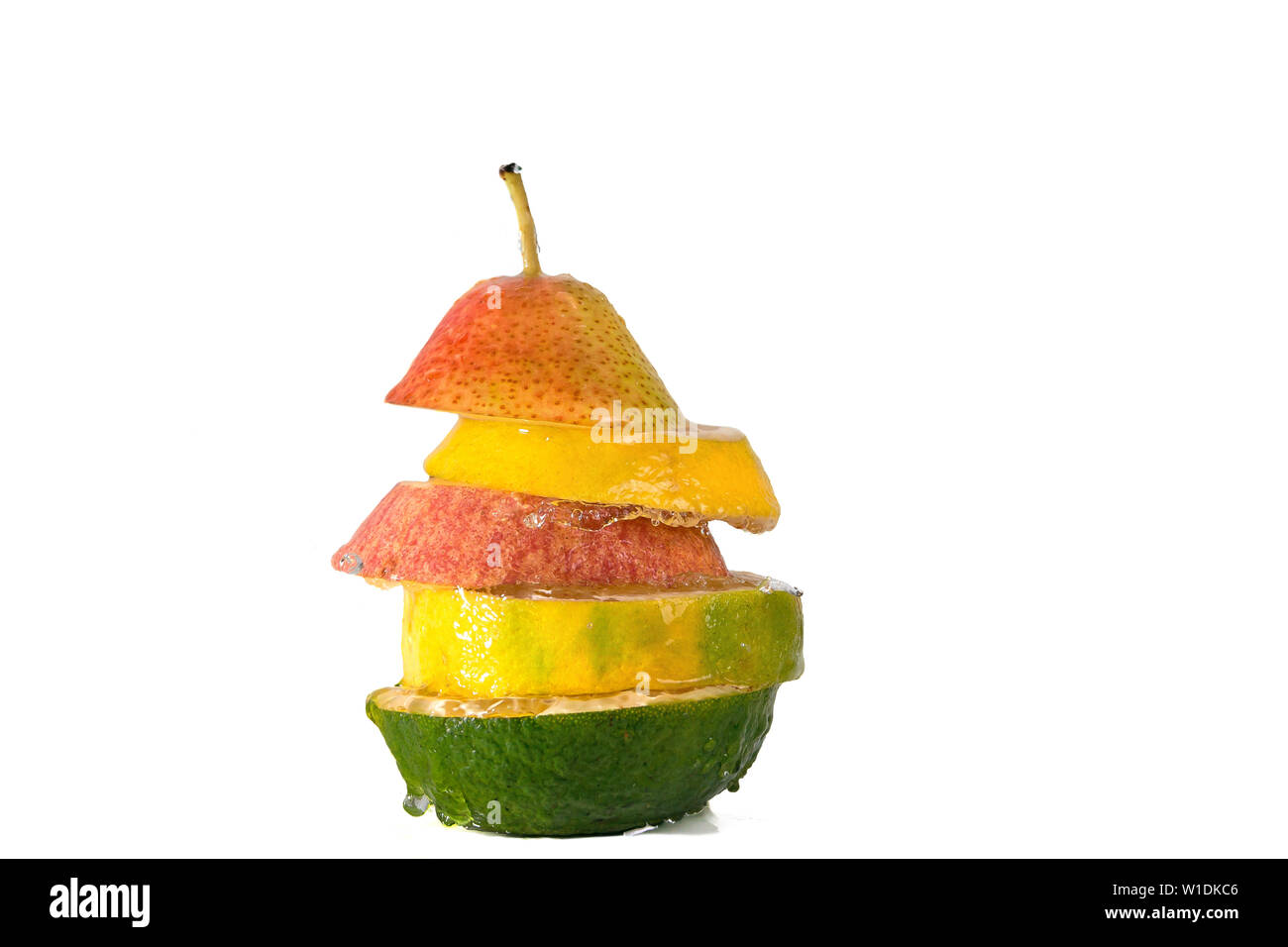 Wet color Fruits set on white background Stock Photo - Alamy