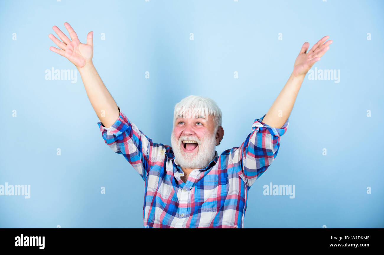 Positive emotion. Finally retirement. Successful pensioner. Satisfied ...