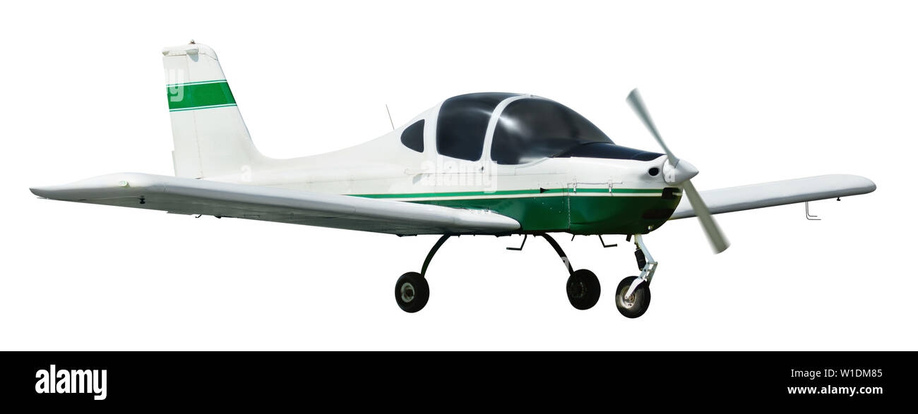 View of sports monoplane isolated on white background Stock Photo - Alamy