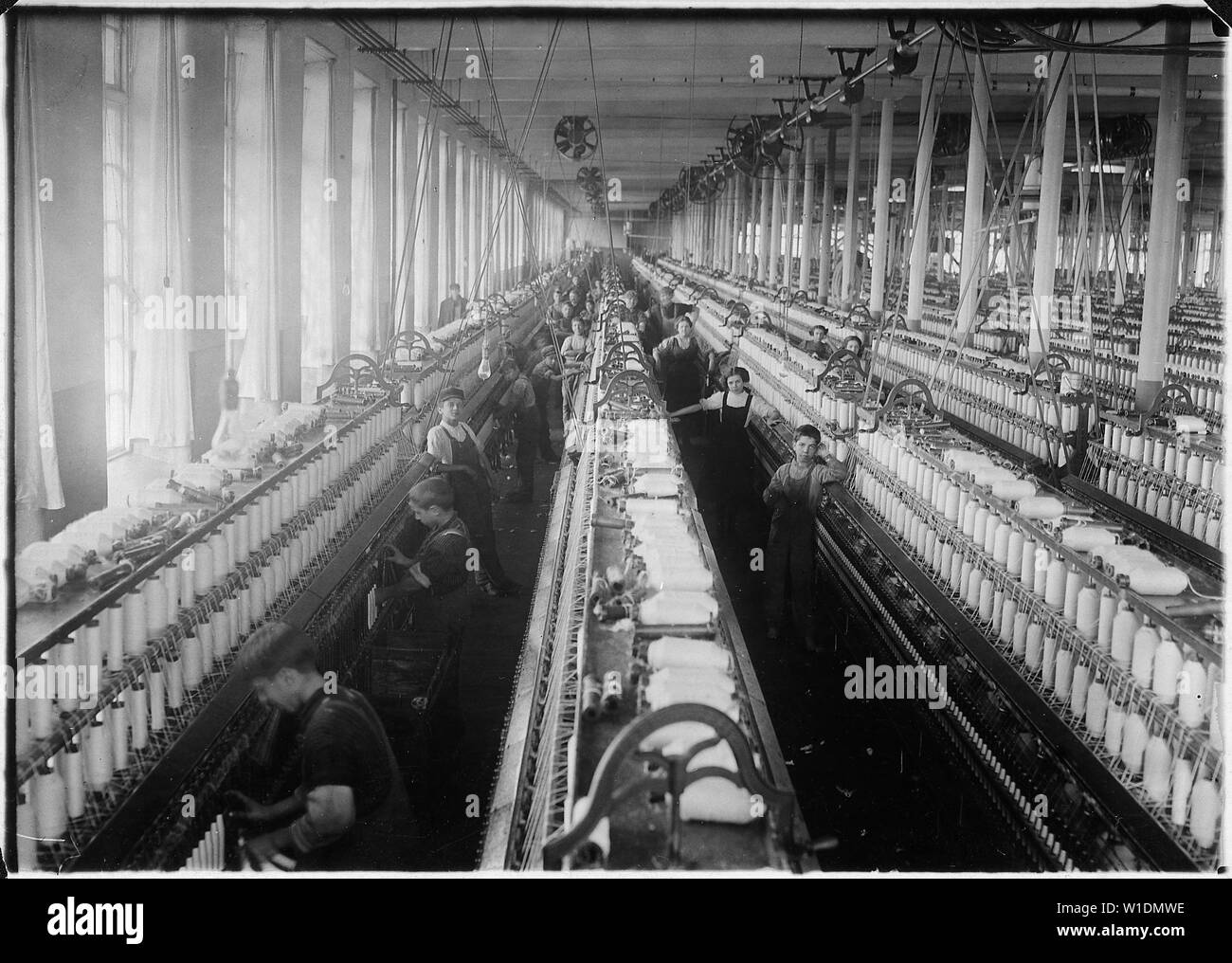 General view of spinning room, Cornell Mill, Fall River, Mass Stock ...