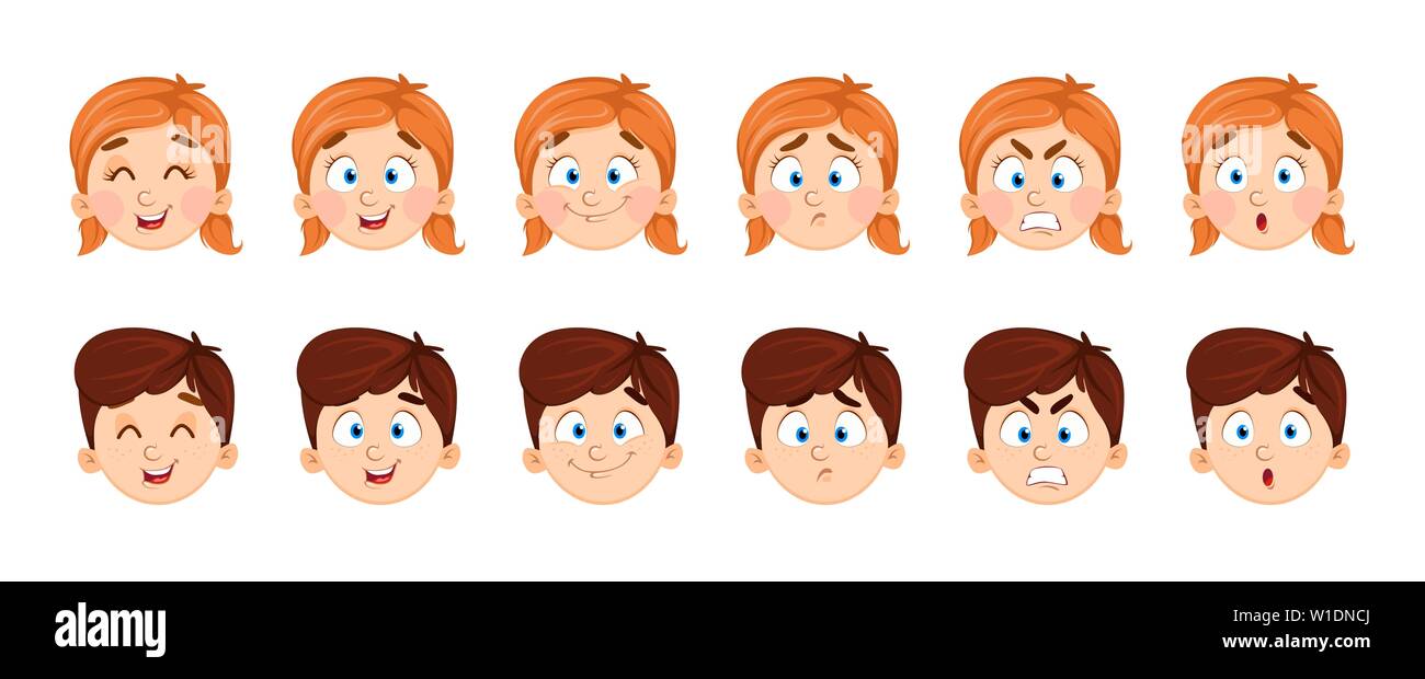 Child happy sad face expressions Stock Vector Images - Alamy