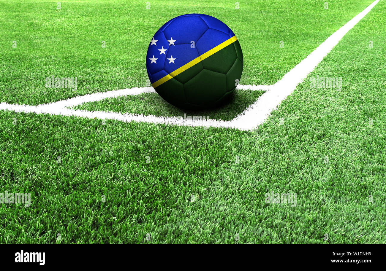 soccer ball on a green field, flag of Solomon Islands Stock Photo - Alamy