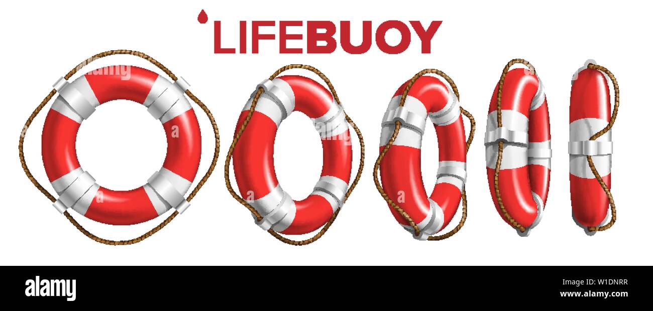 Boat Lifebuoy Ring In Different View Set Vector Stock Vector Image ...