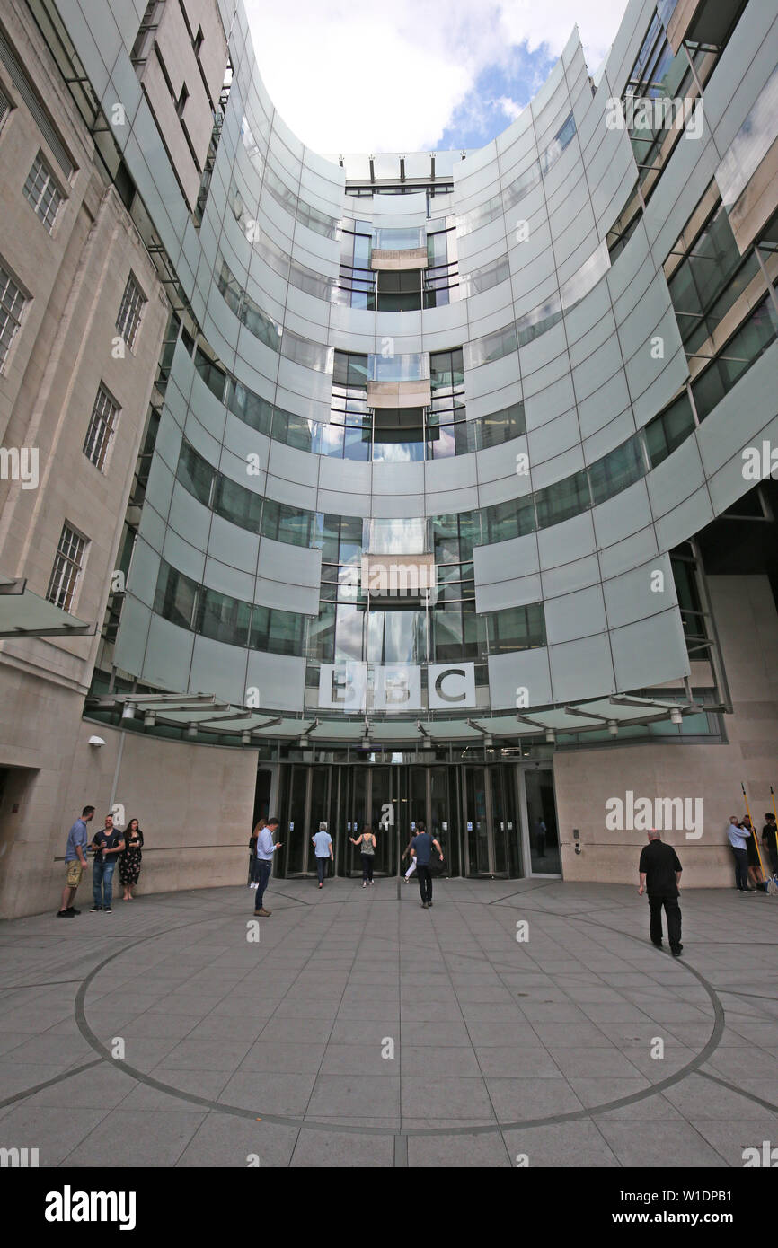 A view of the BBC New Broadcasting House sign in central London Stock ...