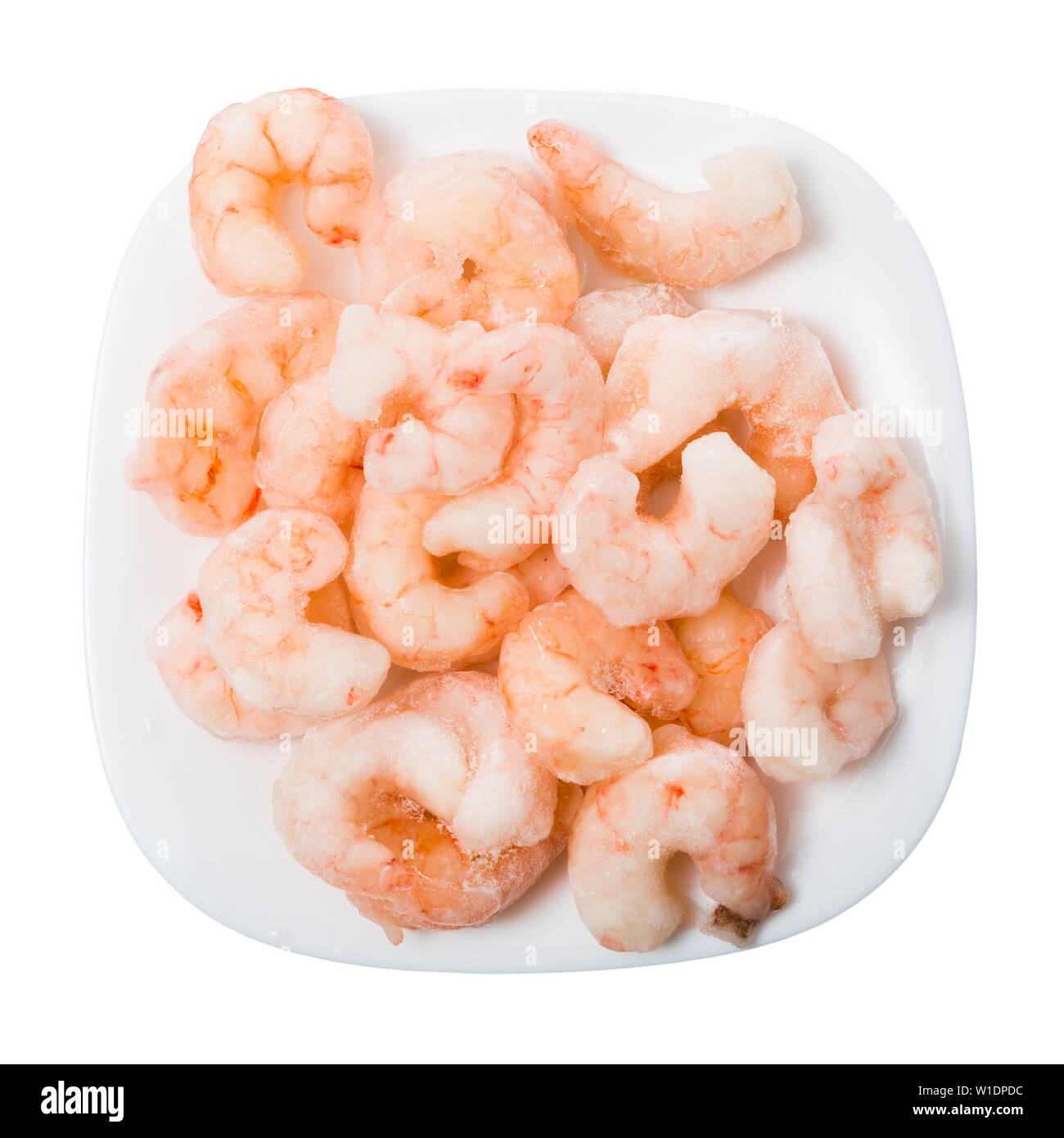 Plate of frozen shrimp isolated on white background Stock Photo - Alamy