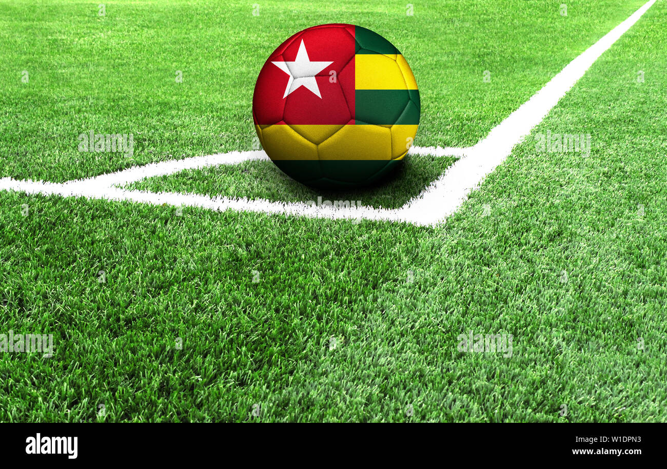 soccer ball on a green field, flag of Togo Stock Photo - Alamy