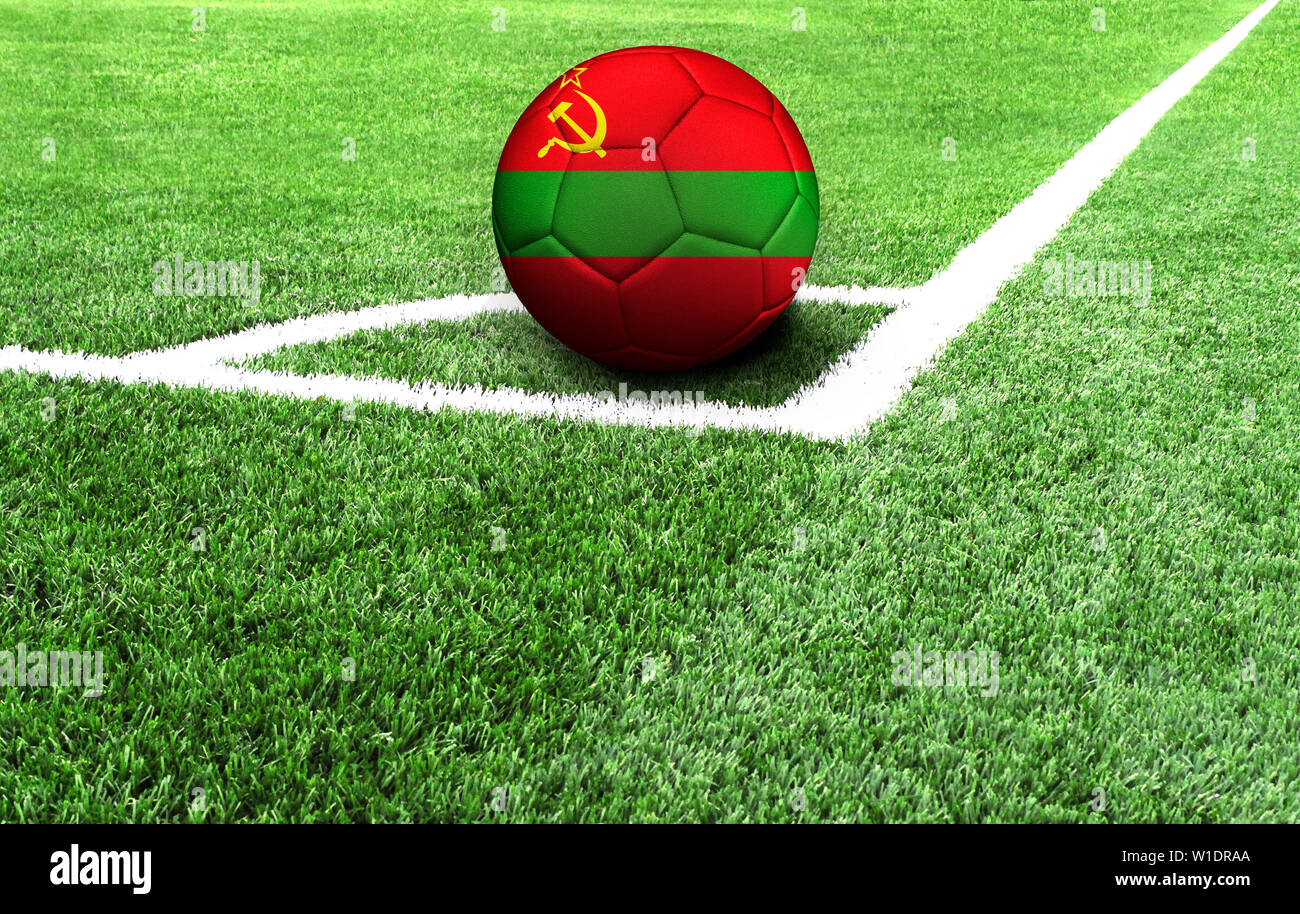 soccer ball on a green field, flag of Transnistria Stock Photo - Alamy