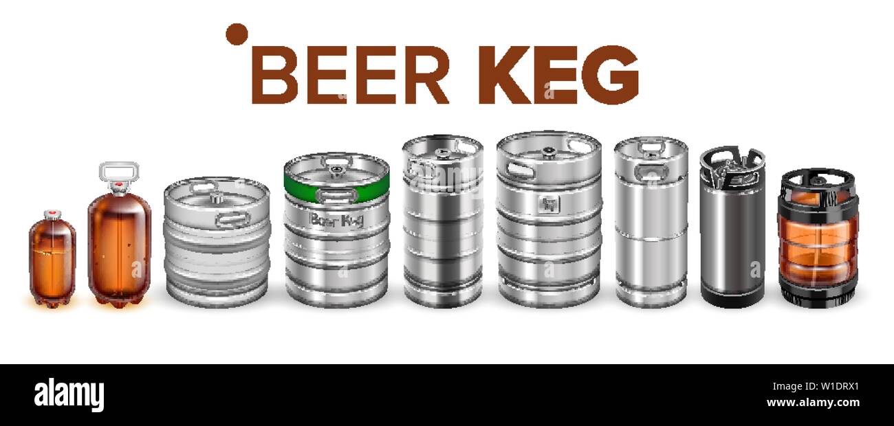 Collection Of Beverage Keg Barrel Cask Set Vector Stock Vector Image ...