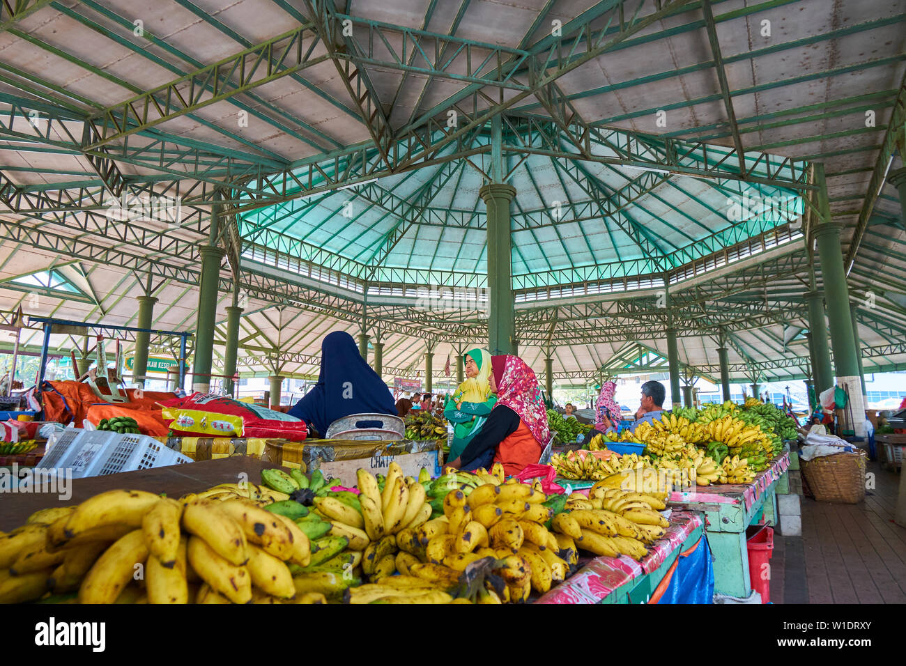The main central local food market in Bintulu, Borneo, Malaysia Stock ...