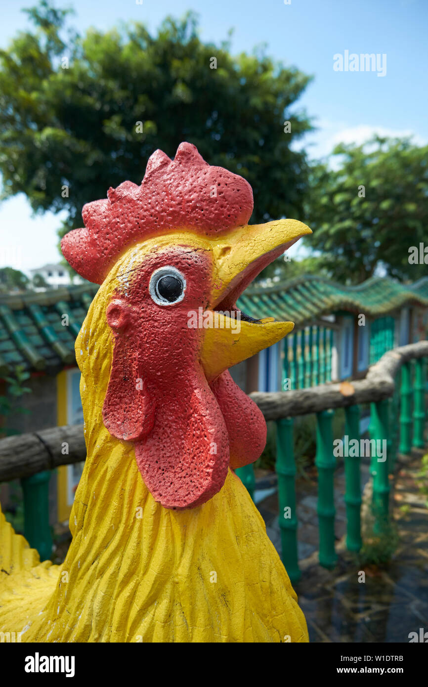 Chinese zodiac concrete sculpture of a rooster, chicken at the ...