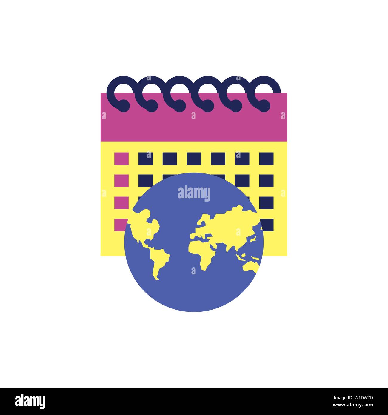 calendar reminder with planet earth vector illustration design Stock ...