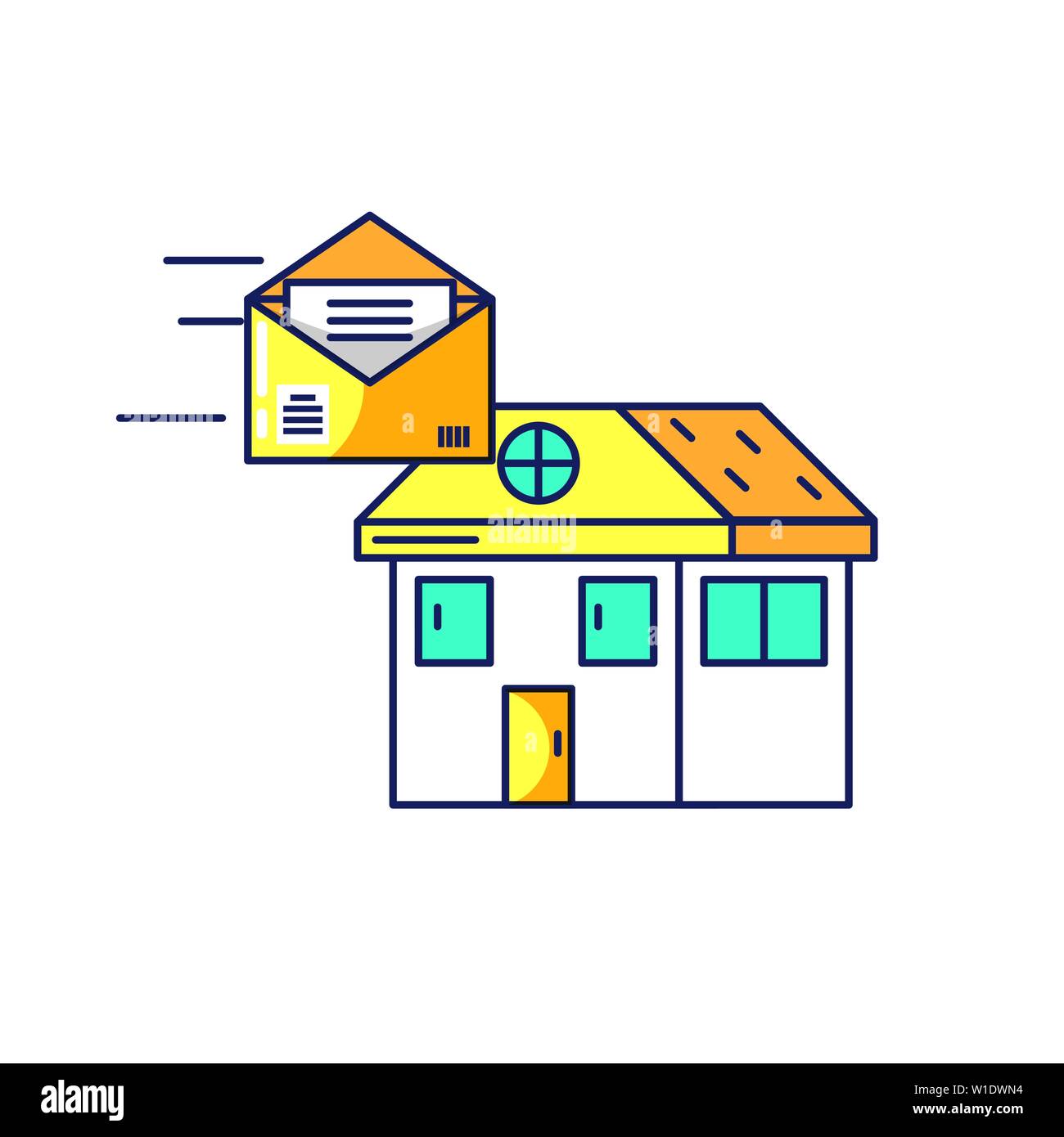 house facade with envelope mail vector illustration design Stock Vector ...