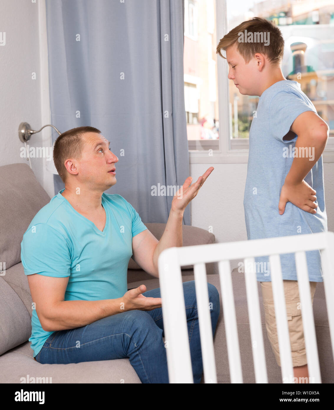 Family teenager talk sad hi-res stock photography and images - Alamy