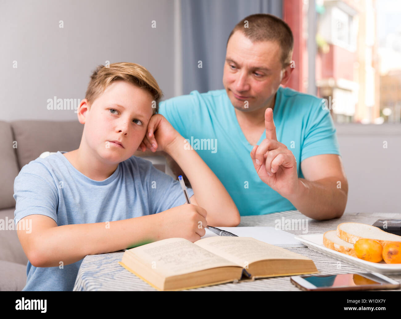 Adult son is not wanting talk with his father in time doing homework at ...