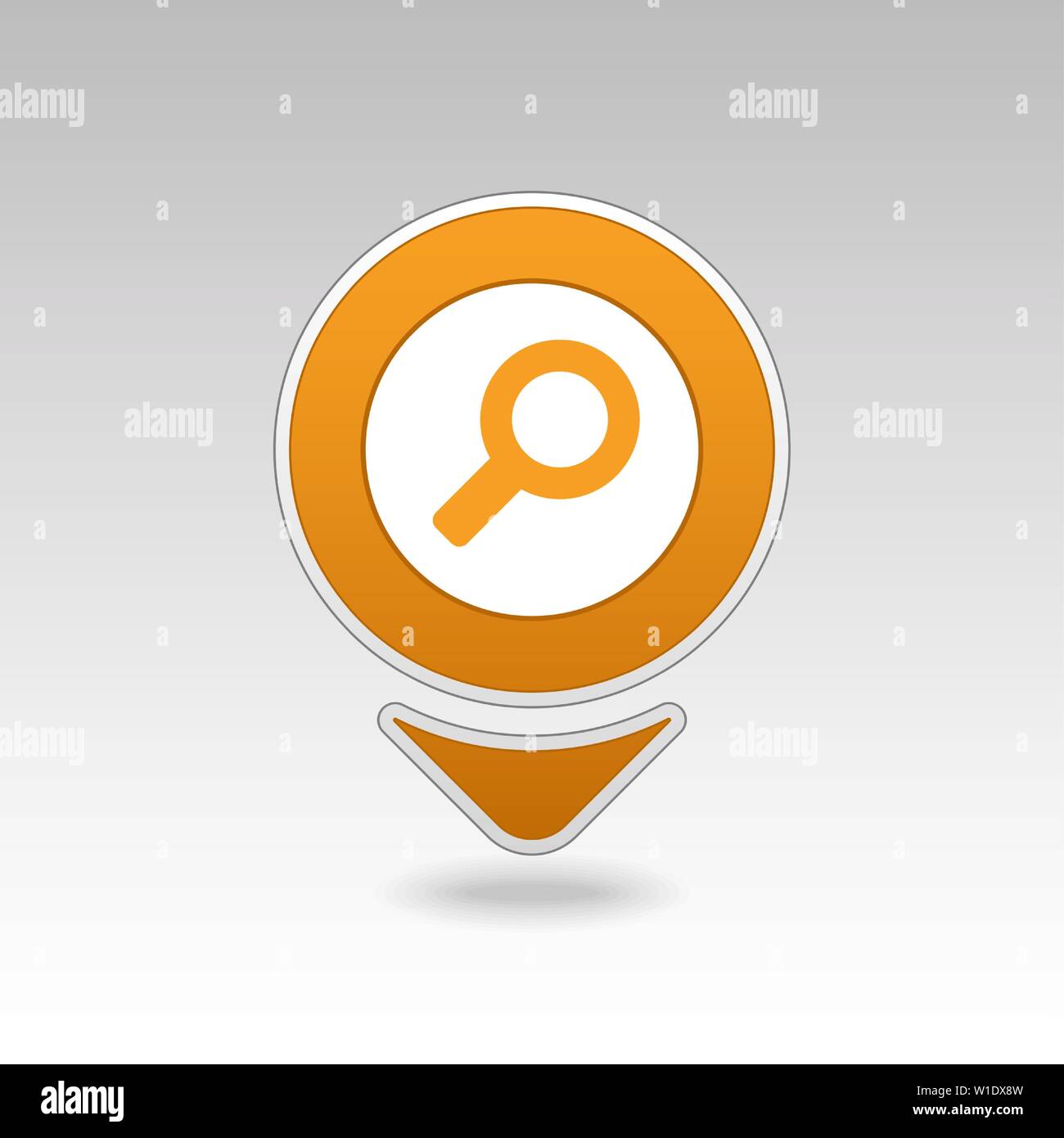 Search pin map icon. Vector magnifier or loupe map pointer. Magnifying ...