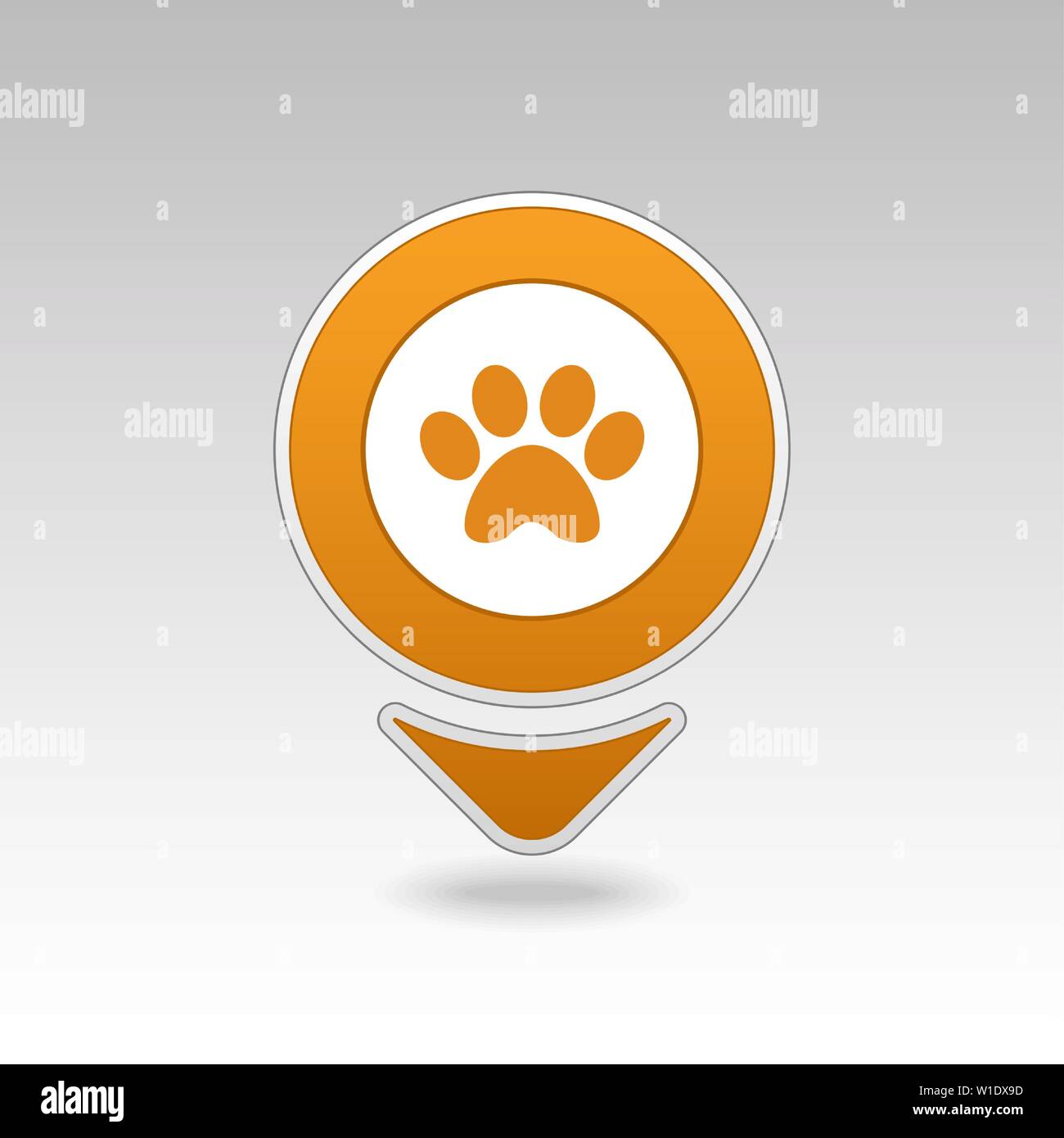 Dog paw pin map icon. Map pointer. Map markers. Destination vector icon ...