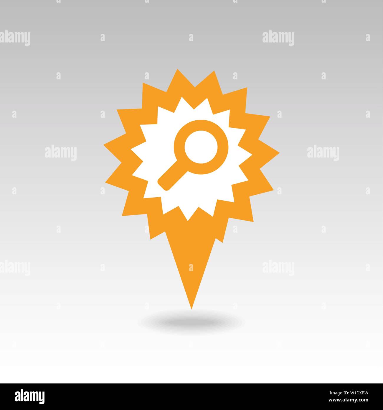 Search pin map icon. Vector magnifier or loupe map pointer. Magnifying ...