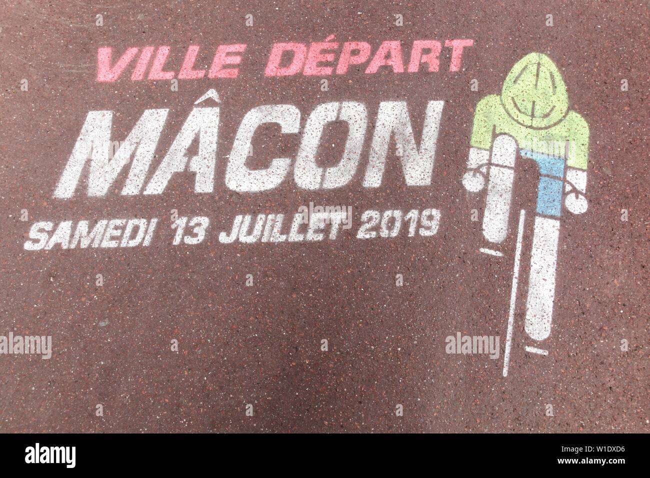 Macon, France - June 12, 2019: Start of Tour de France cycling in the ...